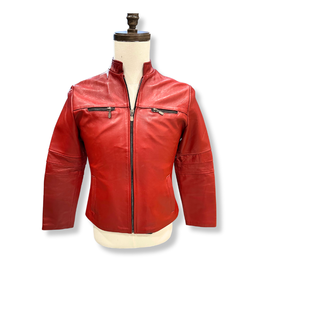 CHELYS RED LEATHER JACKET | Lana's Boutique